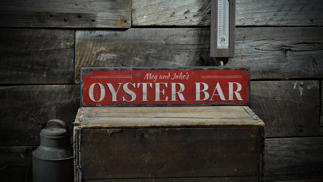 Oyster Bar Wood Sign, Custom Name Seafood Restaurant Sign, Distressed ...