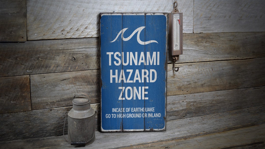 Tsunami Hazard Zone Sign, Coastal Safety Sign, Tsunami Risk Sign ...