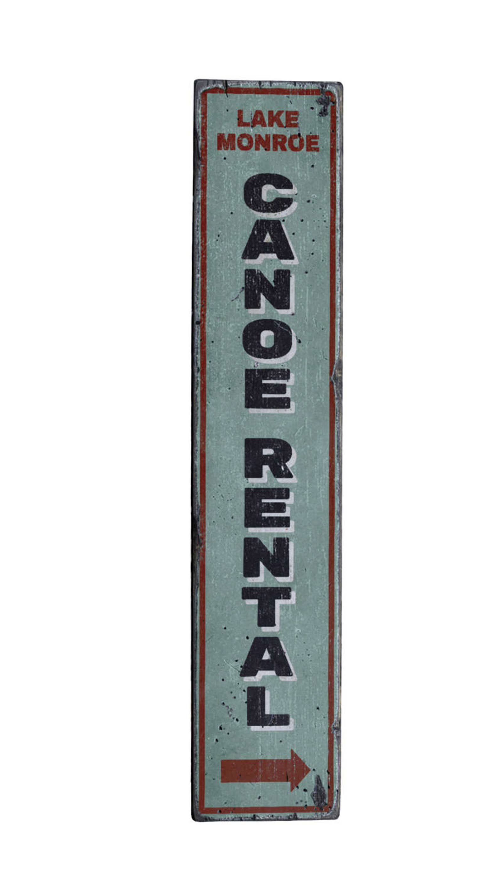 Canoe Rental Sign, Vertical Canoe Sign, Custom Wood Sign for Lake House ...