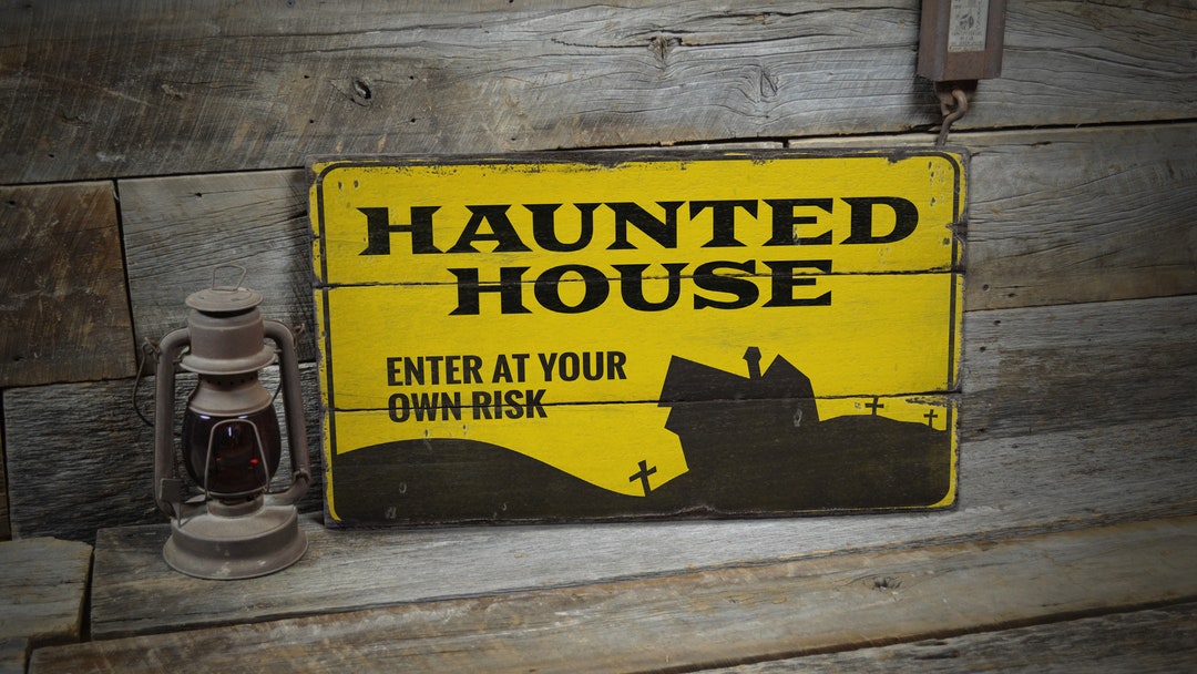 Haunted Houses Halloween Haunted Houses Sign Wood Scary - Etsy UK