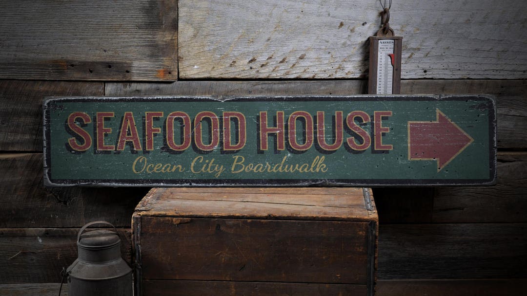 Seafood House Sign, Custom Wood Sign for Seafood Lover Gift, Beach ...