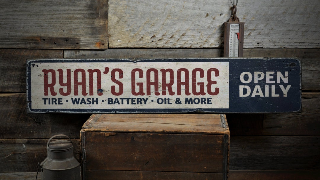 Open Daily Garage Wood Sign, Personalized Mechanic Name Car Service ...