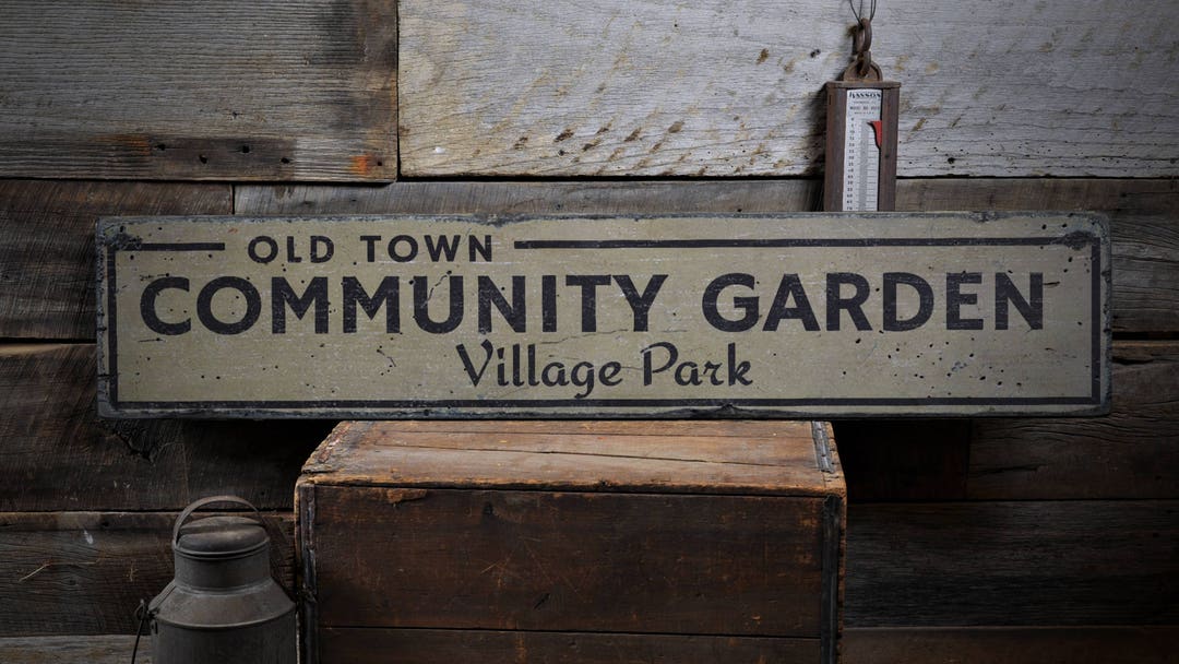 Community Garden Sign, Old Town Wood Sign, Garden Decor, Garden ...