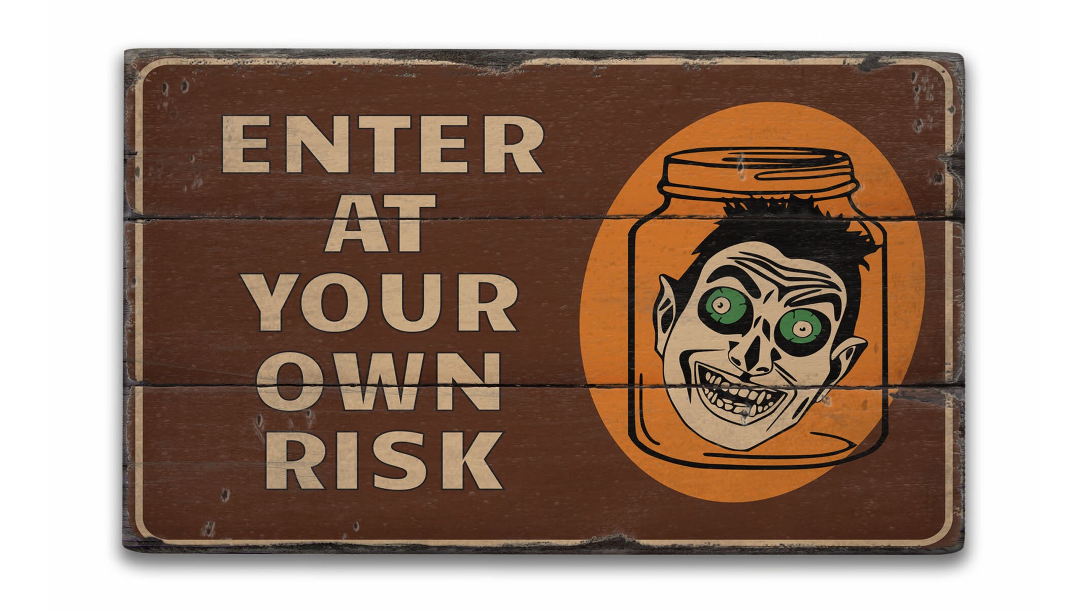 Enter At Risk Sign Halloween Haunted Houses Sign Wood Scary | Etsy