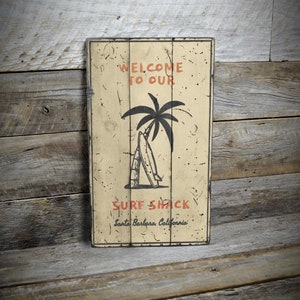 Welcome to Our Surf Shack Sign, Beach House Decor, Coastal Welcome Sign ...