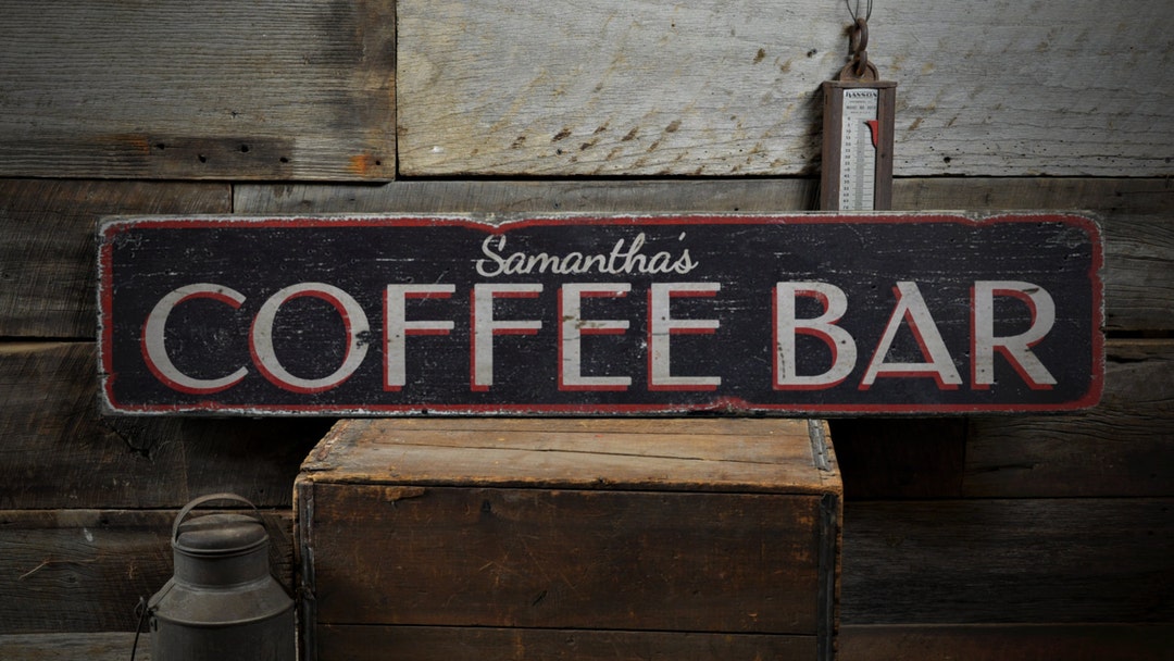 Coffee Bar Wood Sign, Custom Barista Shop Owner Name Sign, Coffee Java ...