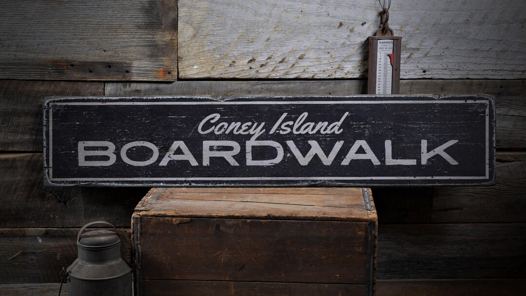 Coney Island Boardwalk Sign, Custom Wood Sign for Beach Lover Gift ...