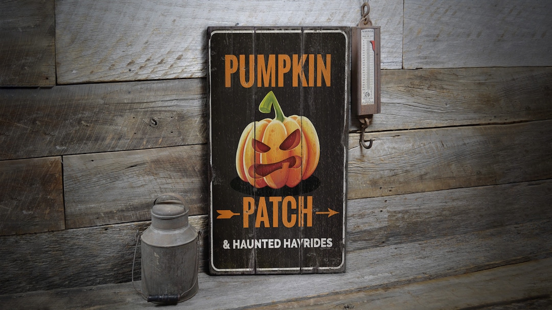 Pumpkin Patch Decor Sign, Halloween Pumpkin Signs, Wood Scary Decor ...
