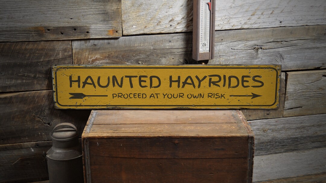 Haunted Hayrides Sign, Hayride Sign Decorations, October Lover Sign ...