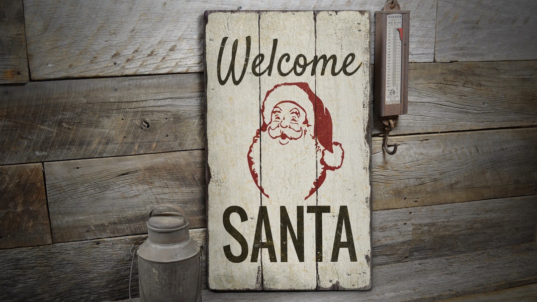 Welcome Santa Sign, Christmas Decor Sign, Santa Clause Gift Sign, Santa ...