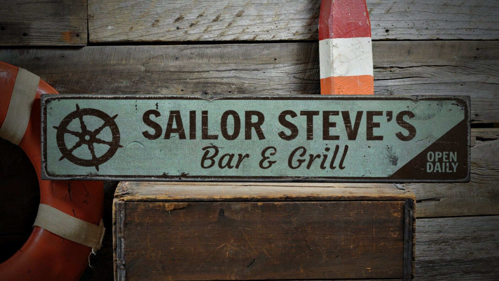 Sailor Bar & Grill Wood Sign Personalized Bar Owner Name | Etsy