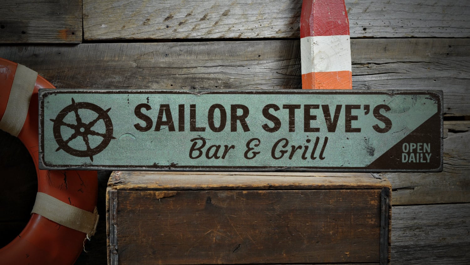 Sailor Bar & Grill Wood Sign, Personalized Bar Owner Name Sign ...