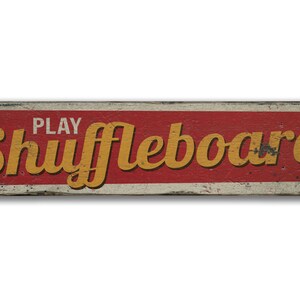 Shuffleboard Sign, Wood Shuffleboard Sign, Old Shuffleboard Sign, Game ...