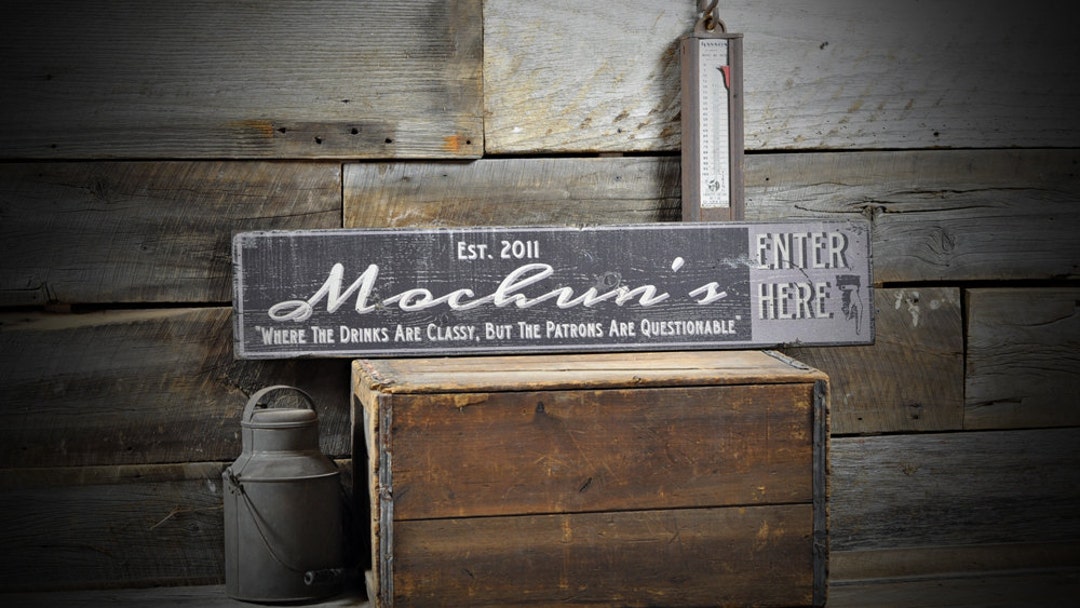 Custom Family Bar, Pub, Wine Sign - Rustic Hand Made Vintage Wooden - Etsy