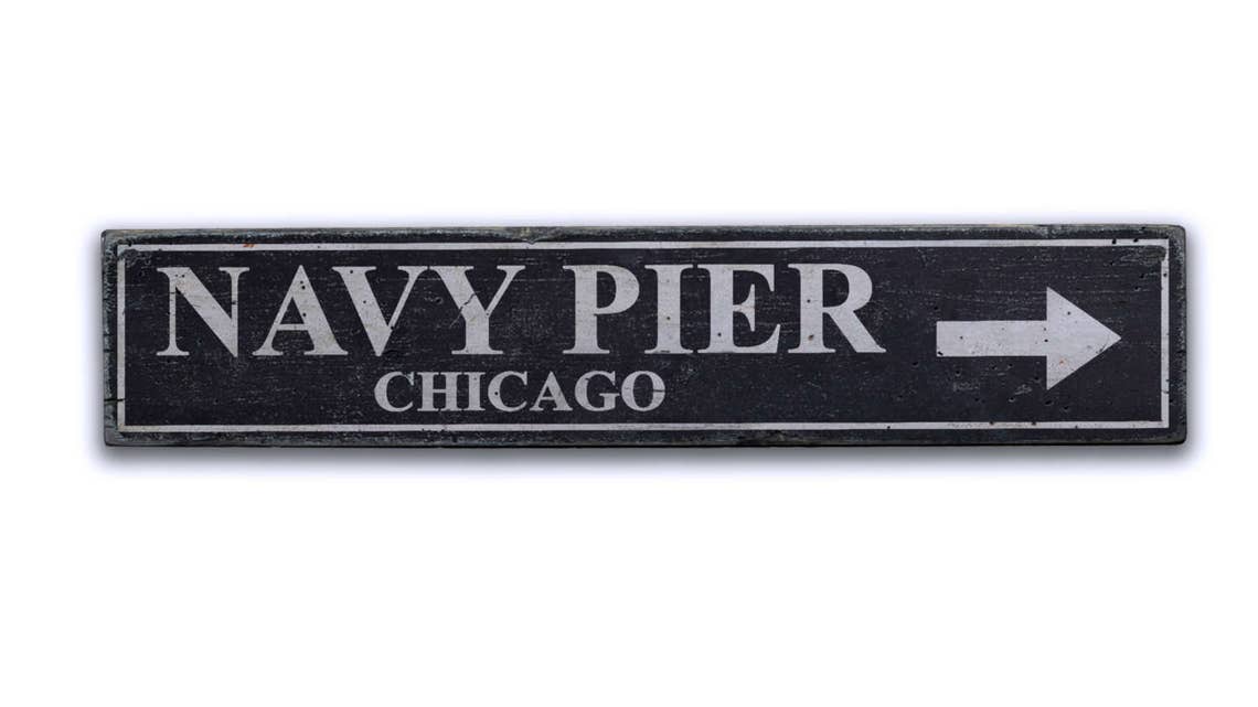 Navy Pier Sign Navy Pier Chicago Sign Navy Pier Wood Pier - Etsy