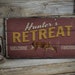 Hunter Retreats Sign, Hunting Lodge Sign, Deer Wood Sign, Hunter Decor ...