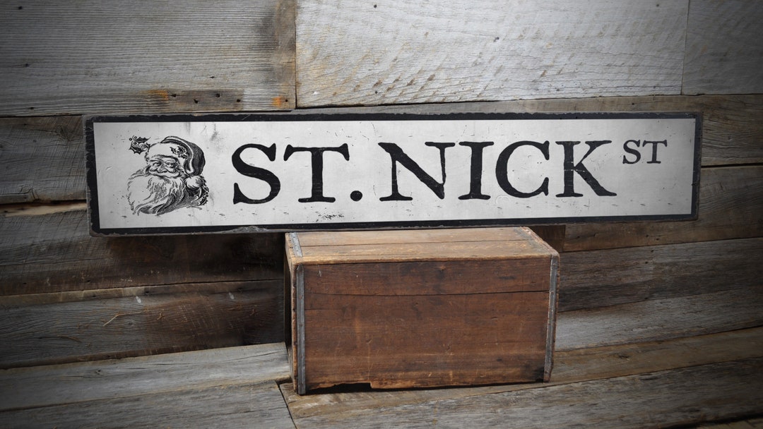 St. Nick Street Sign, Santa Claus Decor, Holiday Decor Sign, Christmas ...
