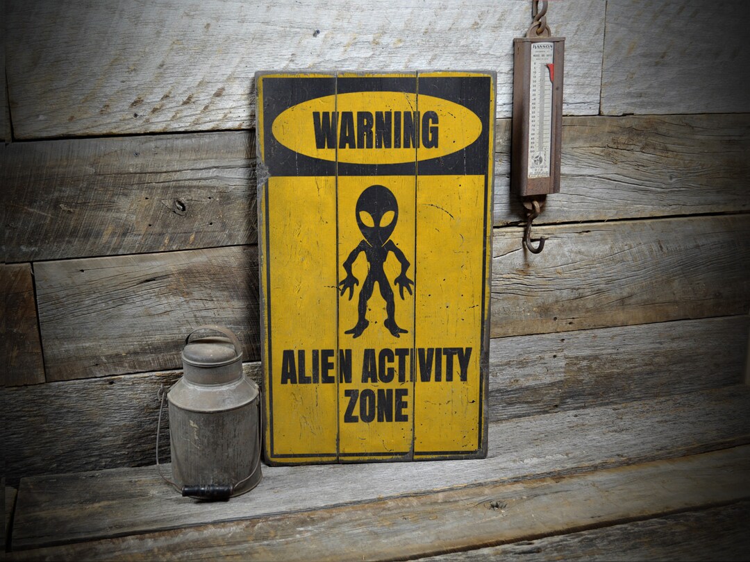 Alien Zone Sign, Alien Gifts, Man Cave Sign, Kids Sign, Funny Home ...