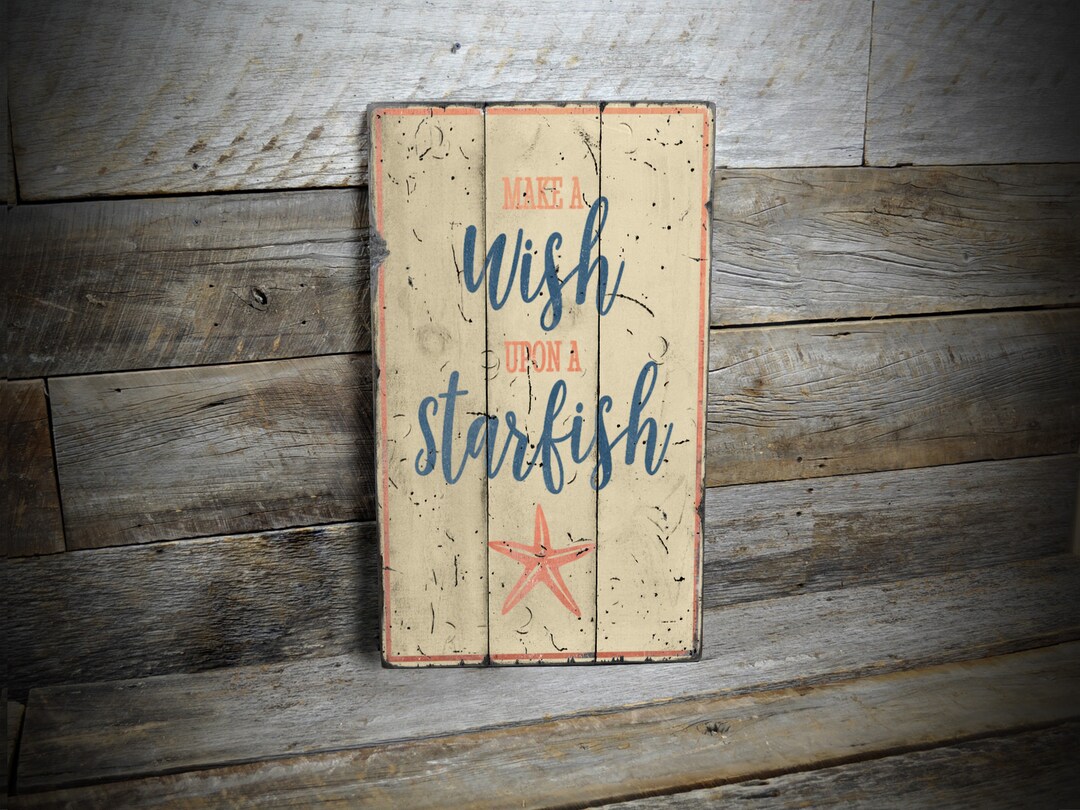 Make A Wish Upon A Starfish Sign, Beach House Decor, Starfish Wooden ...