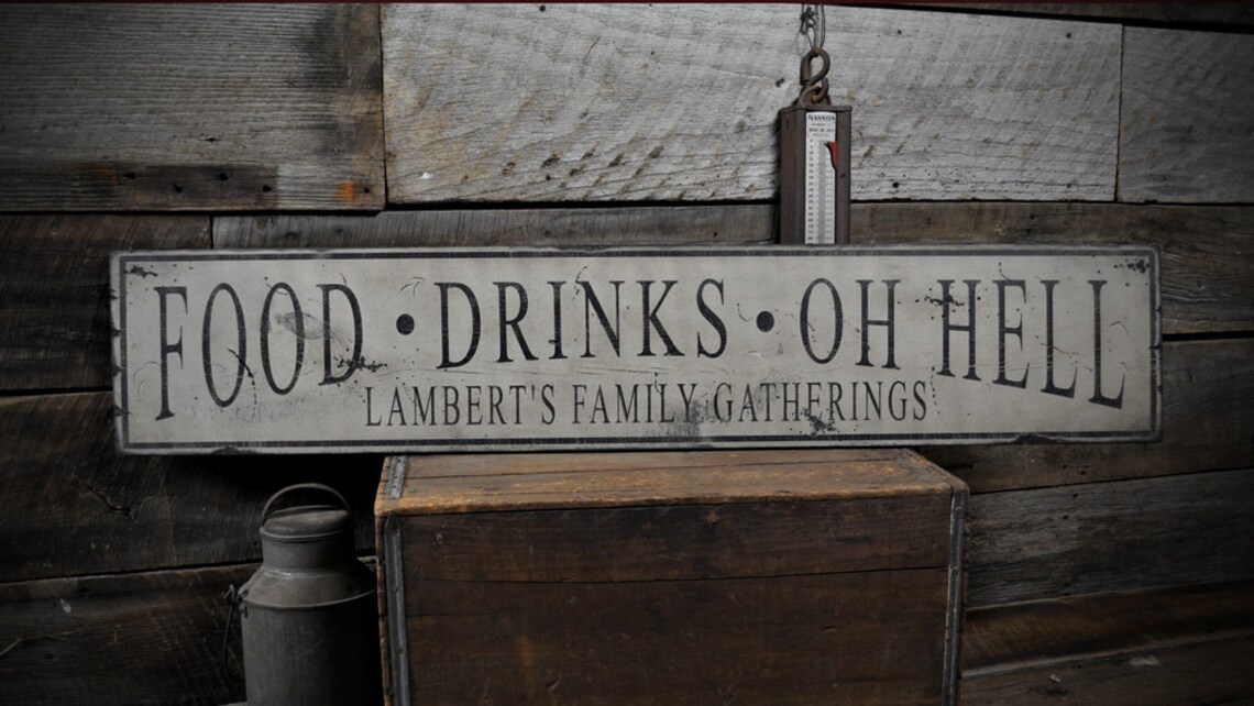 Custom Food & Drinks Sign Rustic Hand Made Vintage Wooden | Etsy