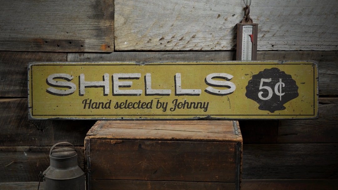 Shells 5 Cents Wood Sign, Personalized Hand Selected by Beach Lover ...