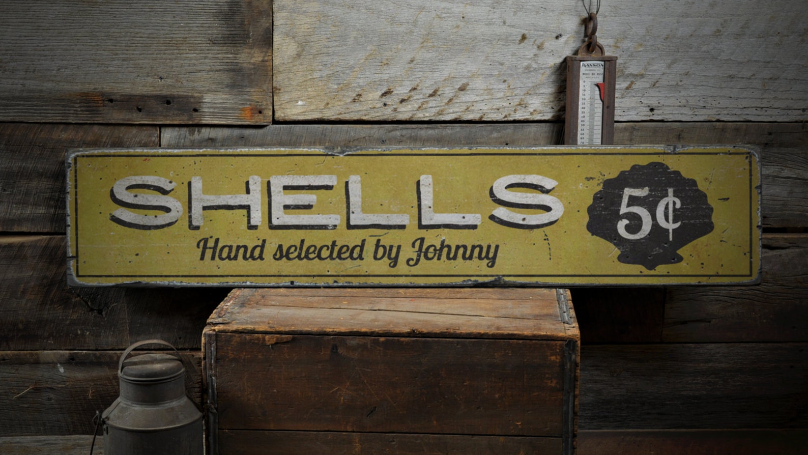 Shells 5 Cents Wood Sign Personalized Hand Selected by Beach | Etsy