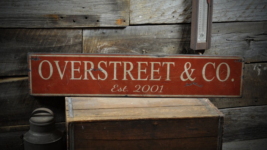Custom Business Est. Date Sign - Primitive Rustic Hand Made Vintage ...