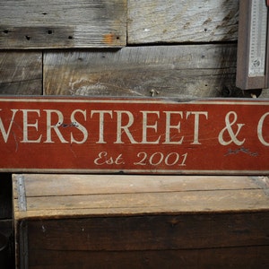 Custom Business Est. Date Sign - Primitive Rustic Hand Made Vintage ...