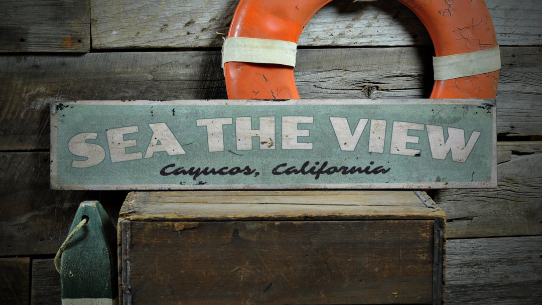 Custom Beach Sign, Sea the View Sign, Personalized Beach Sign, Ocean ...