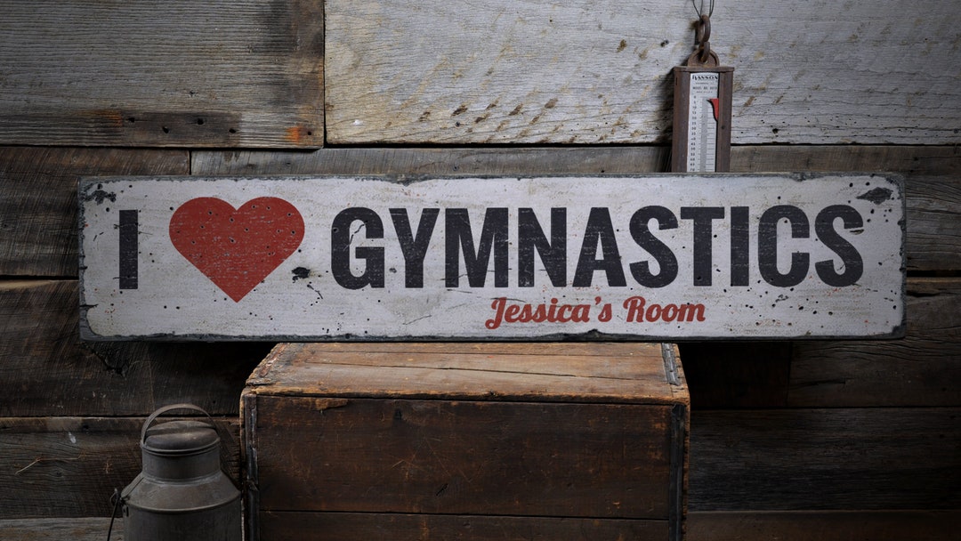I Love Gymnastics Wood Sign, Gymnastics Lover, Gymnastics Decor, Custom ...