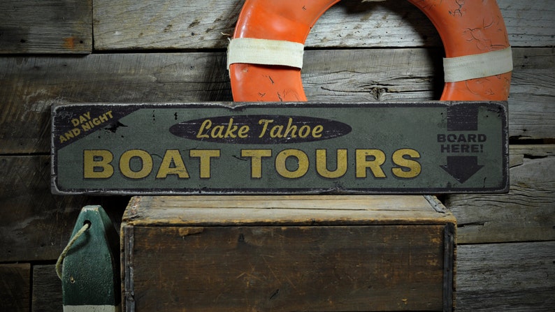 Boat Tours Wood Sign Custom Lake Name Board Here Sign - Etsy