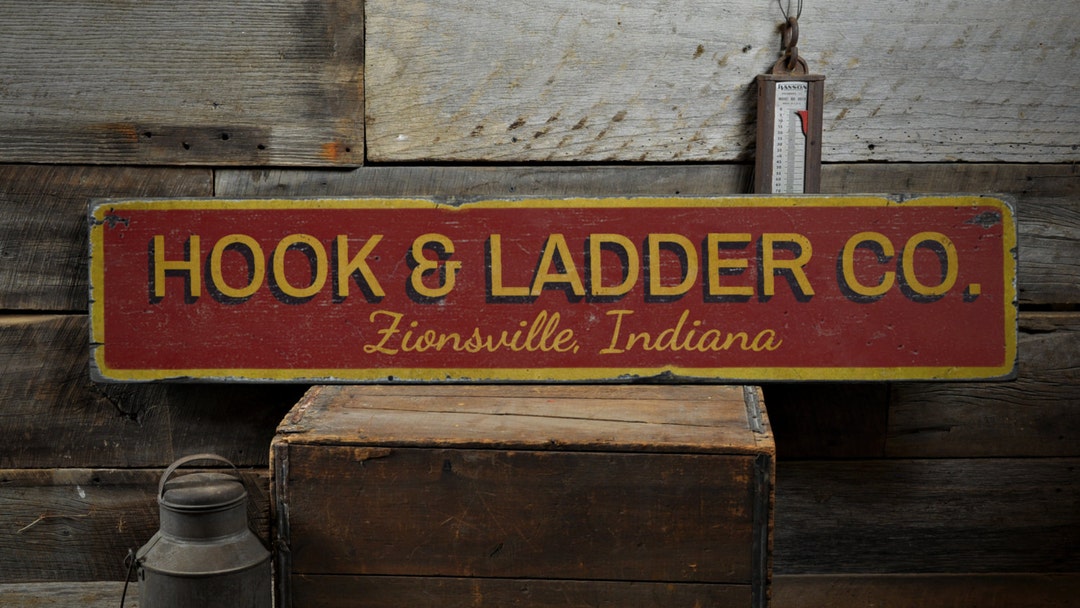 Hook & Ladder Co. Wood Sign, Custom Fire Station Location City State ...