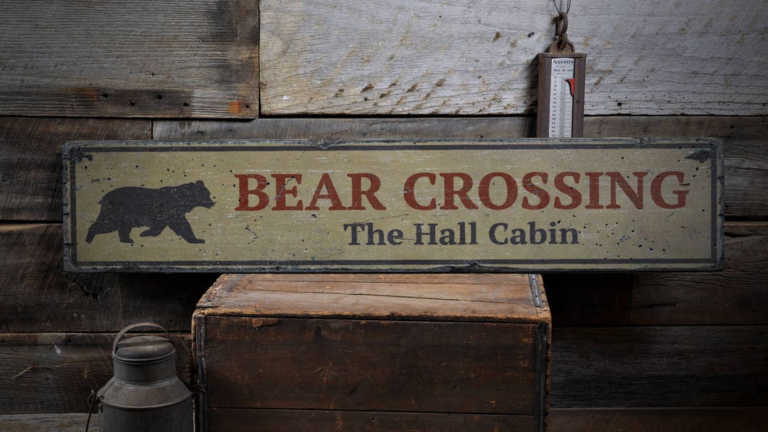 Bear Crossing Sign, Wood Bear Decor, Animal Bear Cabin Sign, Custom ...