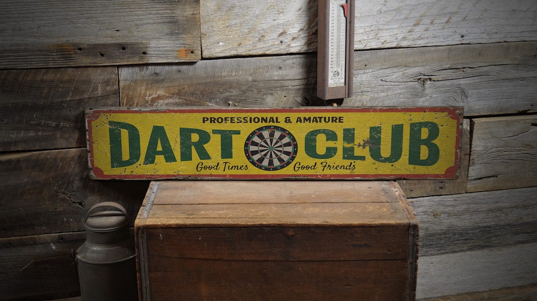 The Dart Club Sign, Dart Room Wooden Sign, Old Darts Sign, Dad Garage ...