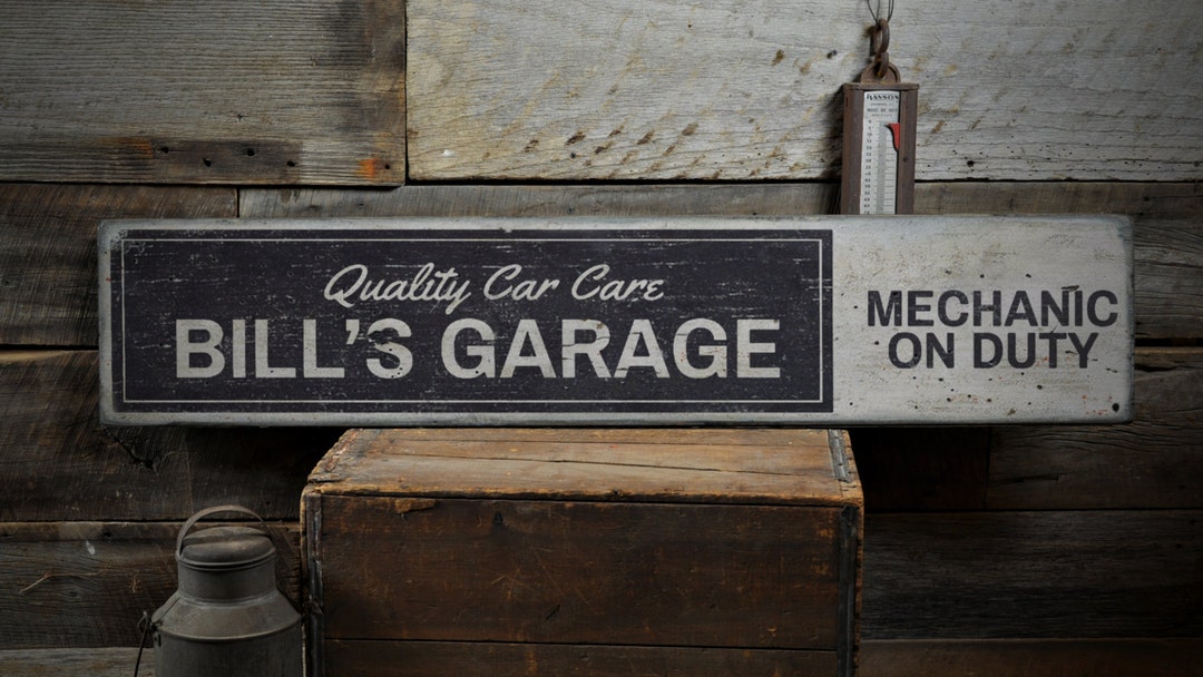 Mechanic on Duty Wood Sign, Personalized Shop Owner Name Quality Car ...