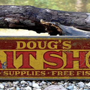 Custom Bait Shop Lake House Sign - Rustic Hand Made Vintage Wooden ...