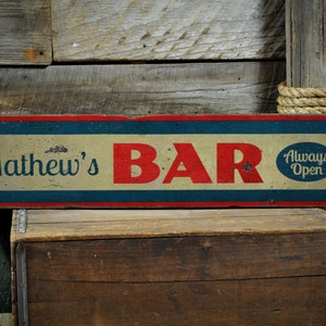 Custom Bar Always Open Arrow Sign - Rustic Hand Made Vintage Wooden ...