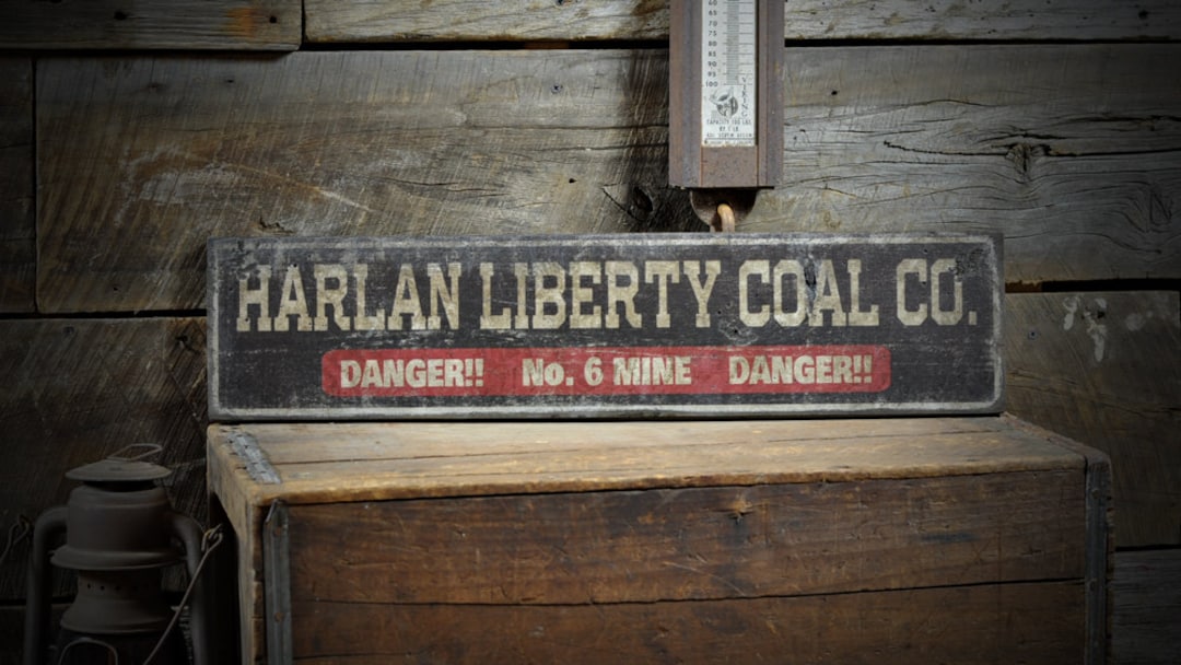 Custom Danger Coal Mine Sign - Rustic Hand Made Vintage Wooden ...