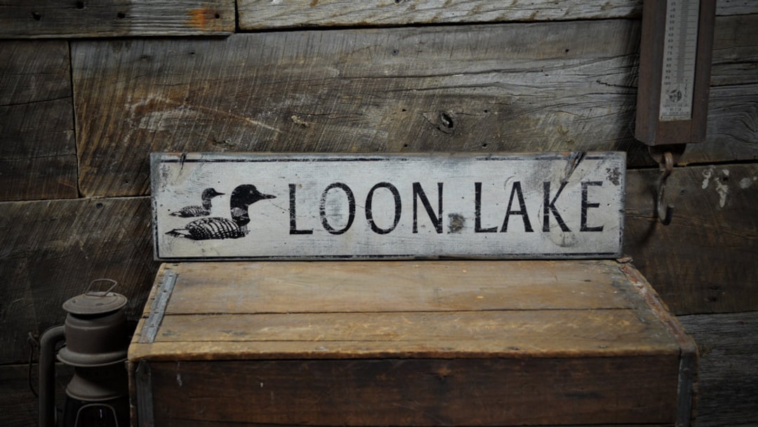 Custom Loon Lake House Sign - Rustic Hand Made Vintage Wooden Sign ...