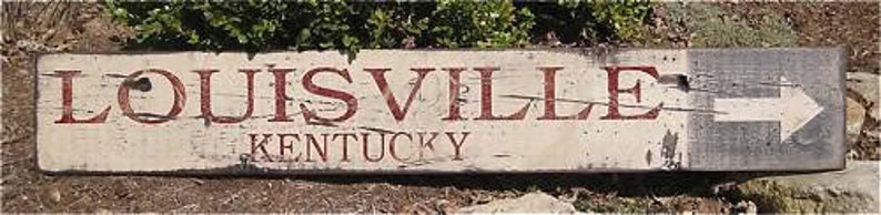 Louisville Kentucky Directional Wood Sign, Rustic City Decor - Etsy