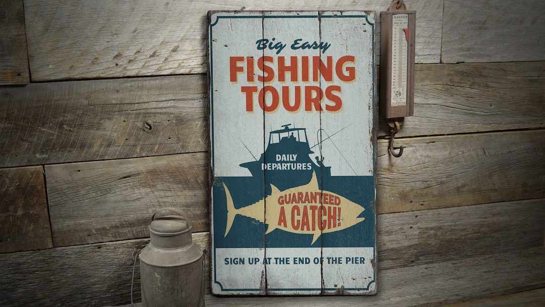 Fishing Tours Sign, Catching Fish Sign, Fishing Decor Gift, Wood Lounge ...