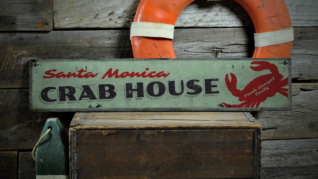 Crab Wood Sign, Personalized Beach Location Seafood House Sign ...