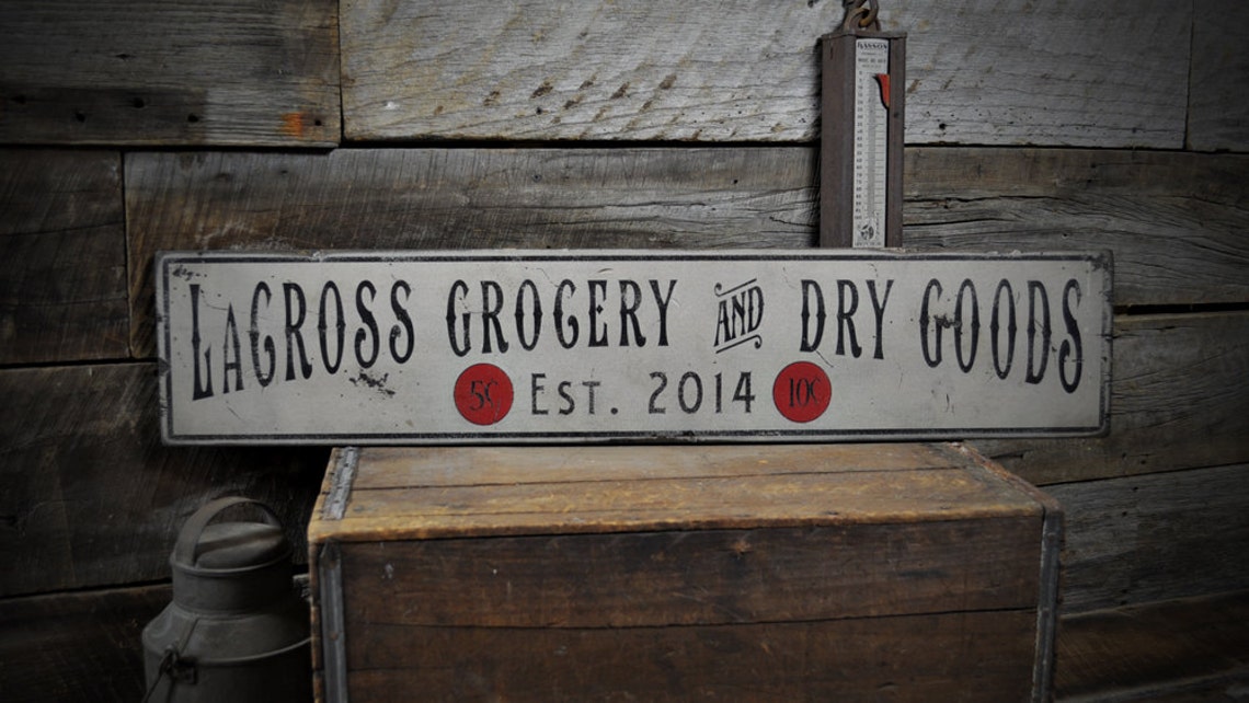 Custom Groceries & Dry Goods Sign Rustic Hand Made Vintage | Etsy