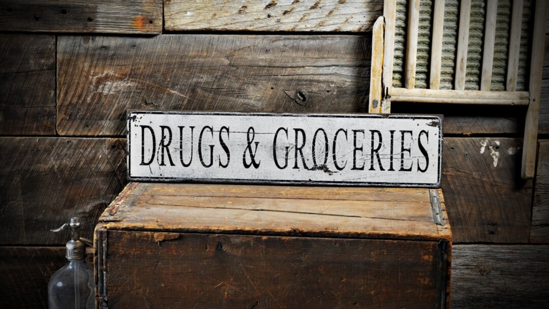 Drugs Sign, Groceries Sign, Mercantile Sign, Rustic Kitchen Sign, RX ...