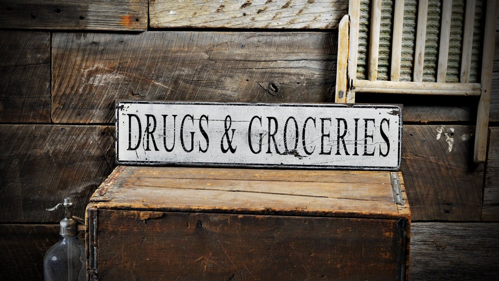 Drugs Sign Groceries Sign Mercantile Sign Rustic Kitchen | Etsy