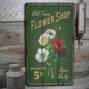 Old Flower Shop Sign, Shop for Flowers, Flower Sign Decor, Flower Decor ...