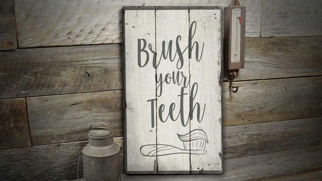 Brushing Teeth Decor, Brush Teeth Sign, Bathroom Wood Decor, House ...