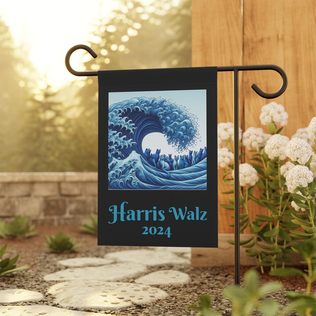 Harris Walz 2024 Blue Cat Wave Flag - Etsy