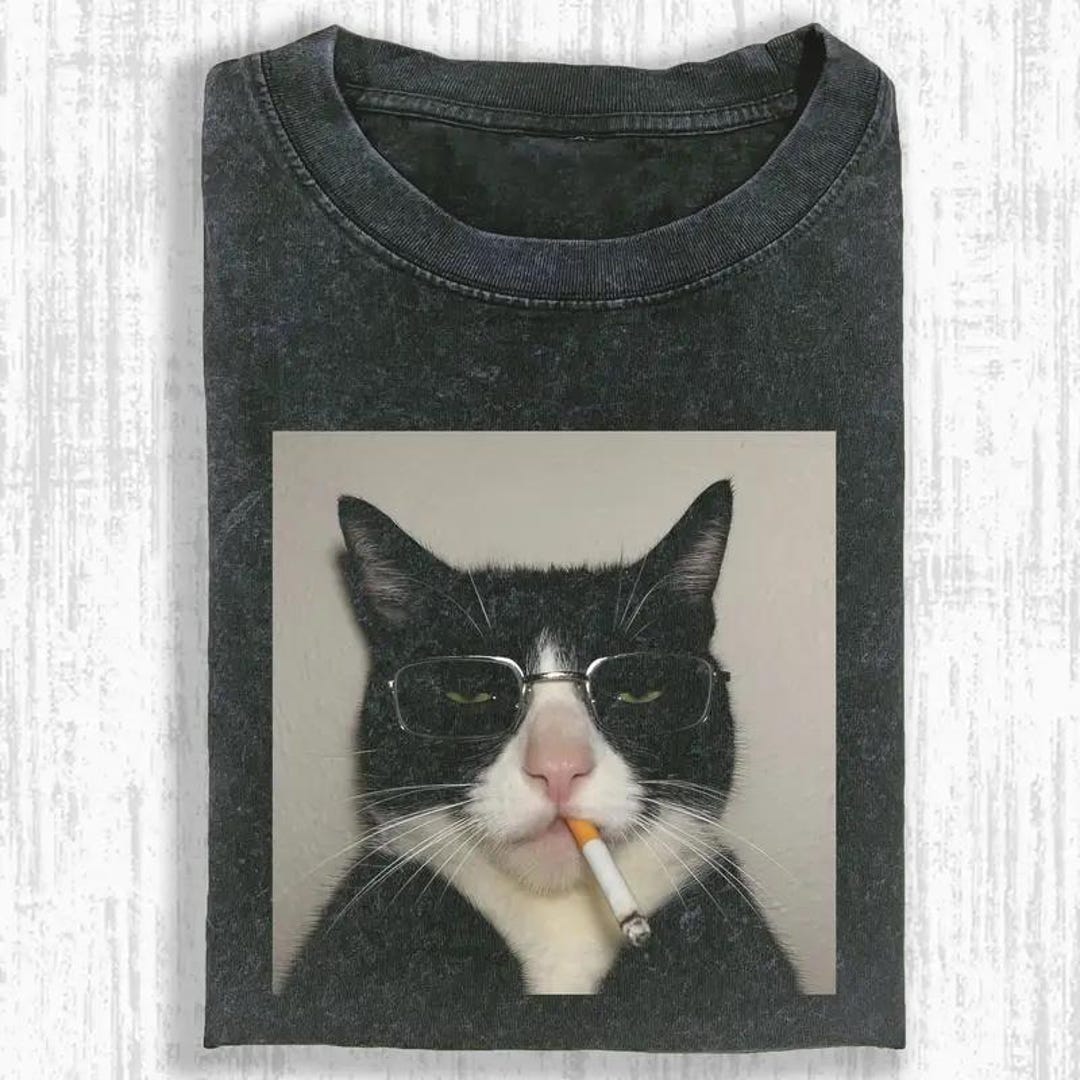 Funny Cat Smoking Cigarette Meme Tee, Funny Nicotine Lover Hoodie ...