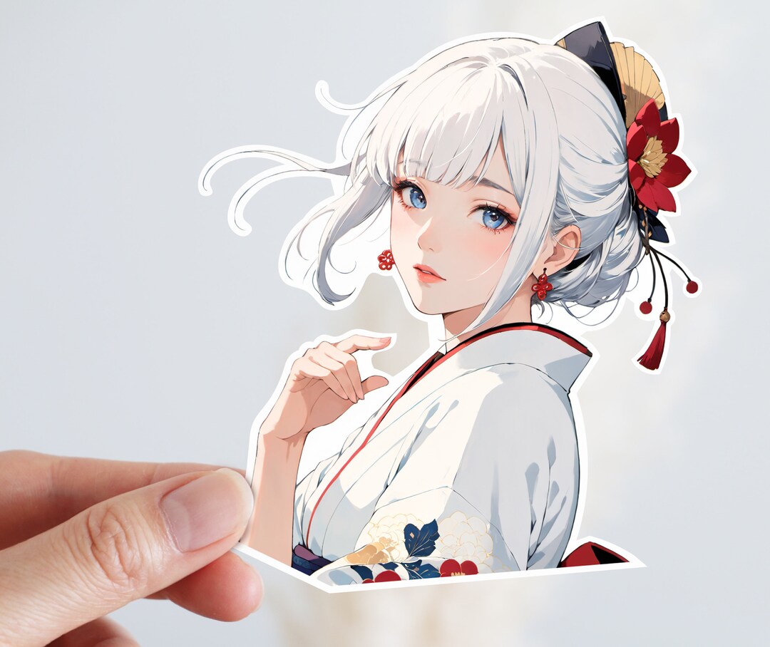 Anime Girl Sticker Kimono Decal Durable Vinyl Decals for Laptops ...